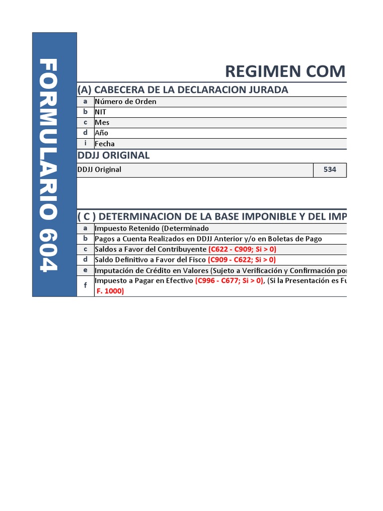 FORMULARIO 604 v2 EXCEL | PDF