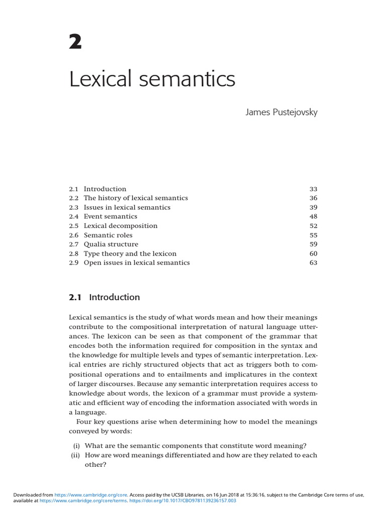 Lexical Semantics | PDF | Lexical Semantics | Syntax