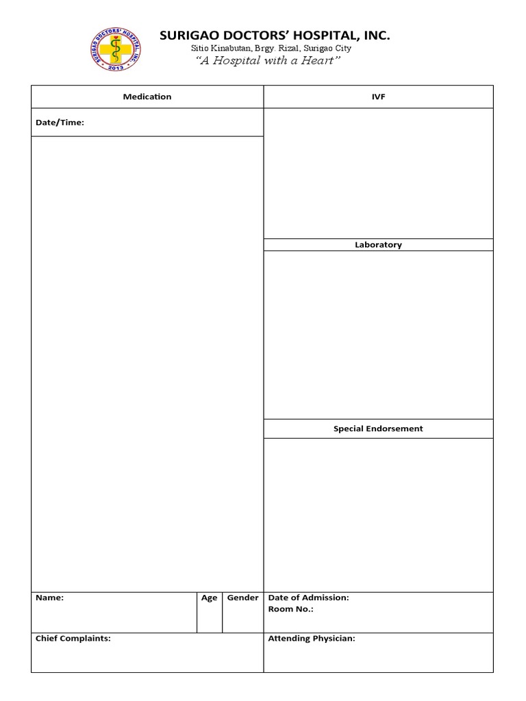 Cardex Nursing Endorsement Sheet | PDF