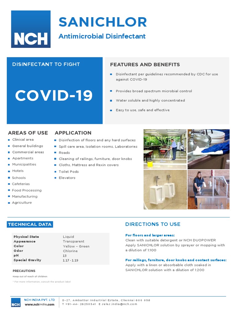 Sanichlor Techsheet | PDF | Disinfectant | Chemical Substances