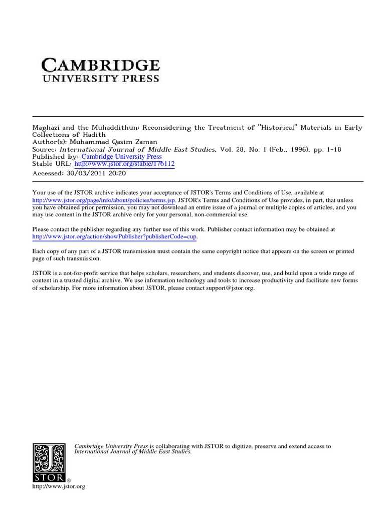 Maghazi and The Muhaddithun - Muhammad Qasim Zaman | PDF | Muhammad ...