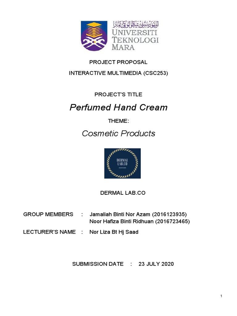 Multimedia Interactive (CSC253) - Project Proposal | PDF | Cost Of ...