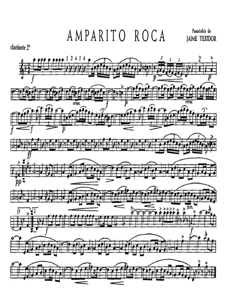 Amparito Roca - Clarinete 2º | PDF