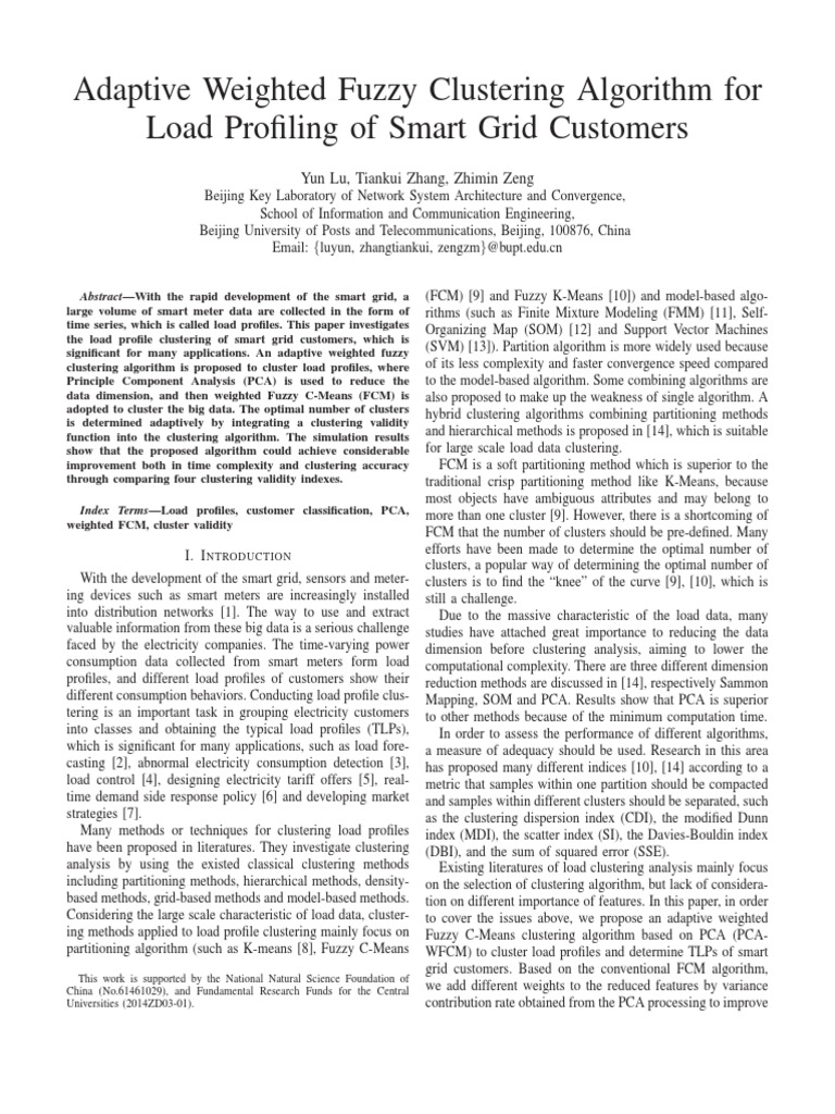 Fcm Yunlu 2016 Adaptive Weighted Fuzzy Clustering Algorithm For Pdf Principal Component 
