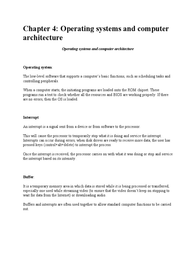 Operating Systems and Computer Architecture | PDF | Operating System | Central Processing Unit