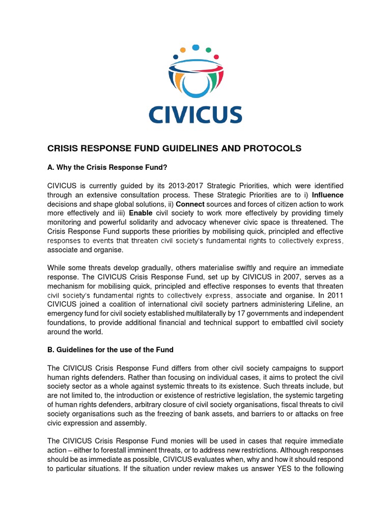 Crisis Response Fund Guidelines and Protocols | PDF | Human Rights ...