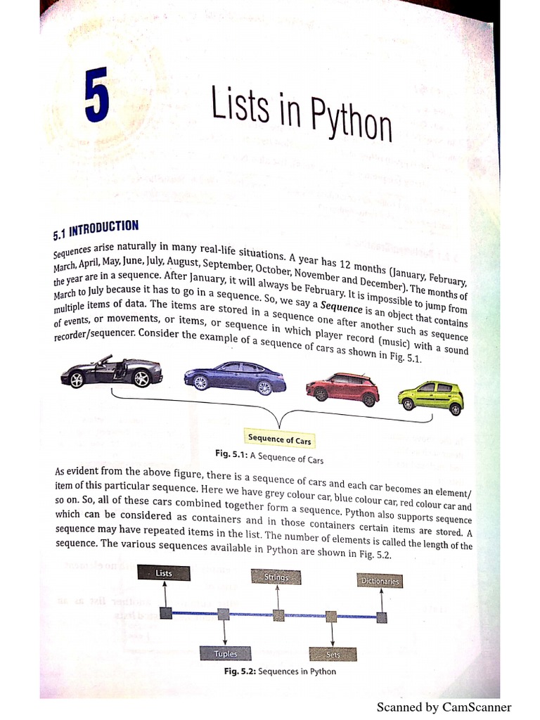 Ch5 (Lists in Python) | PDF