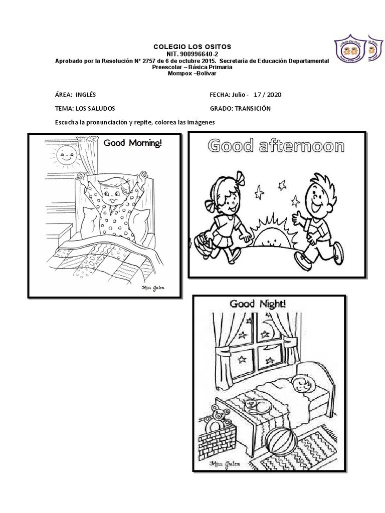 Good Morning Para Colorear