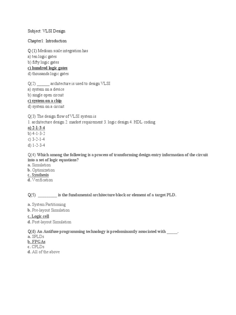 Vlsi MCQ | PDF