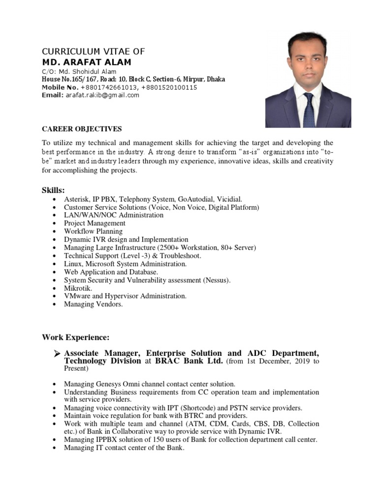 Arafat Alam: Telecom & IT Specialist CV | PDF | Call Centre | Hyper V