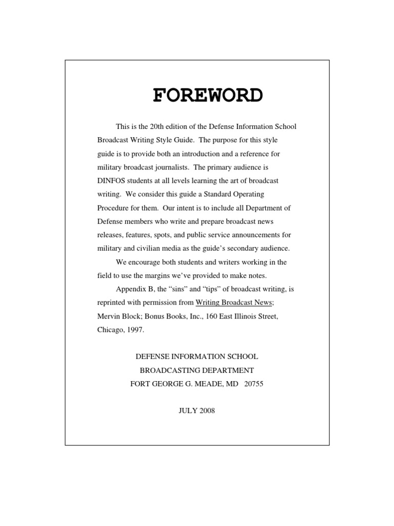 Broadcast Writing Style Guide 20th Ed. | PDF | Verb | Perfect (Grammar)