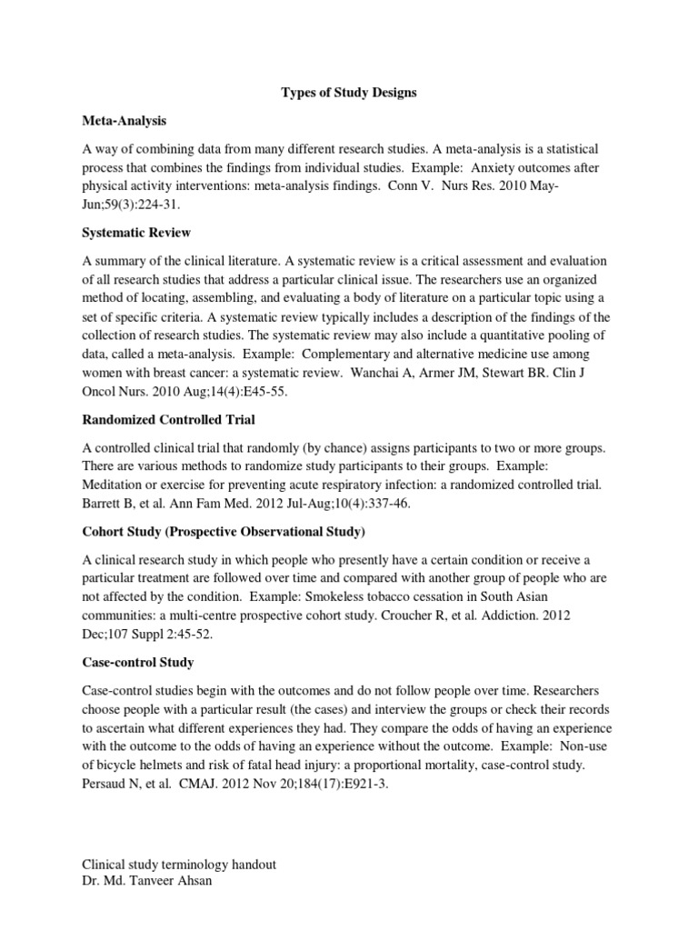 Clinical Study Terminology Handout | PDF | Clinical Trial | Sensitivity ...