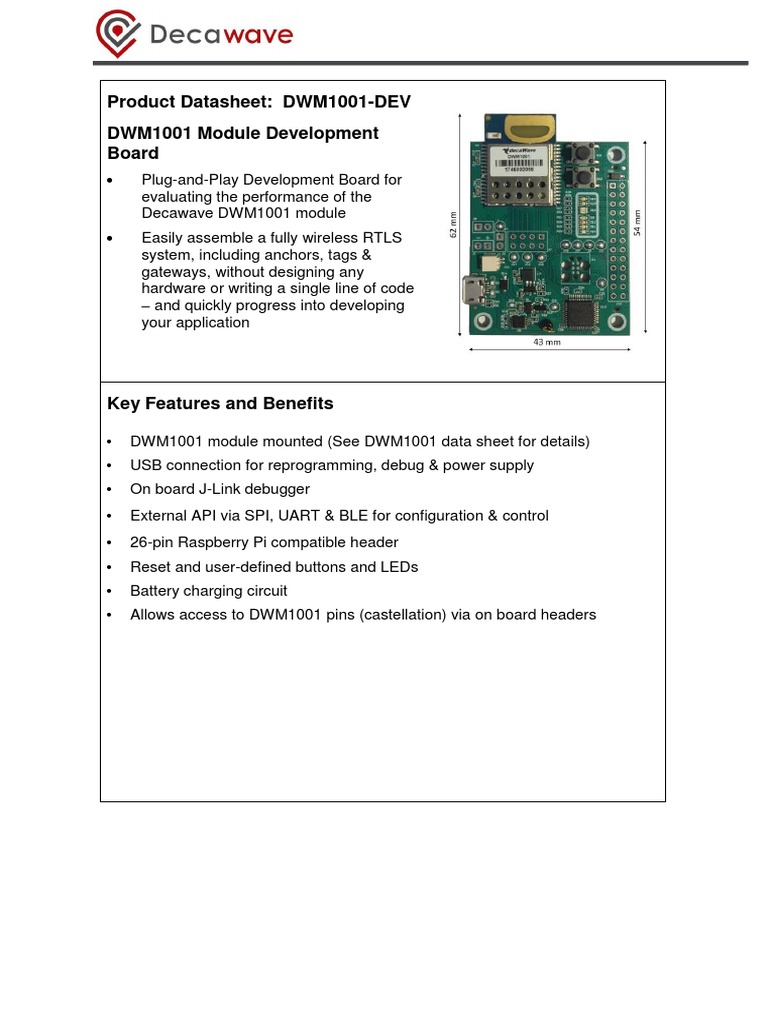 DWM1001 DEV Datasheet | PDF | Digital Electronics | Information And ...