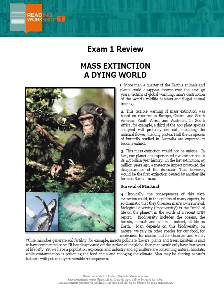 Exam 1 Review-Mass Extinction A Dying World | PDF | Extinction ...