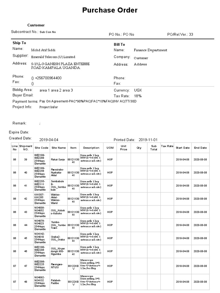 Purchase Order: Supplier | PDF | Telecommunications Engineering | Business