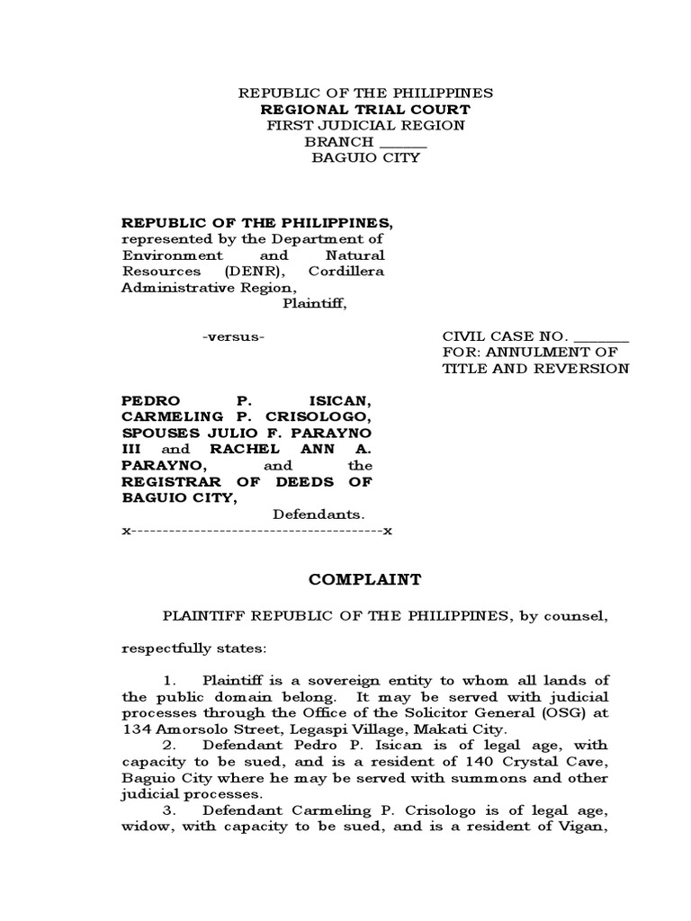 Reversion Sample | PDF | Lawsuit | Certiorari