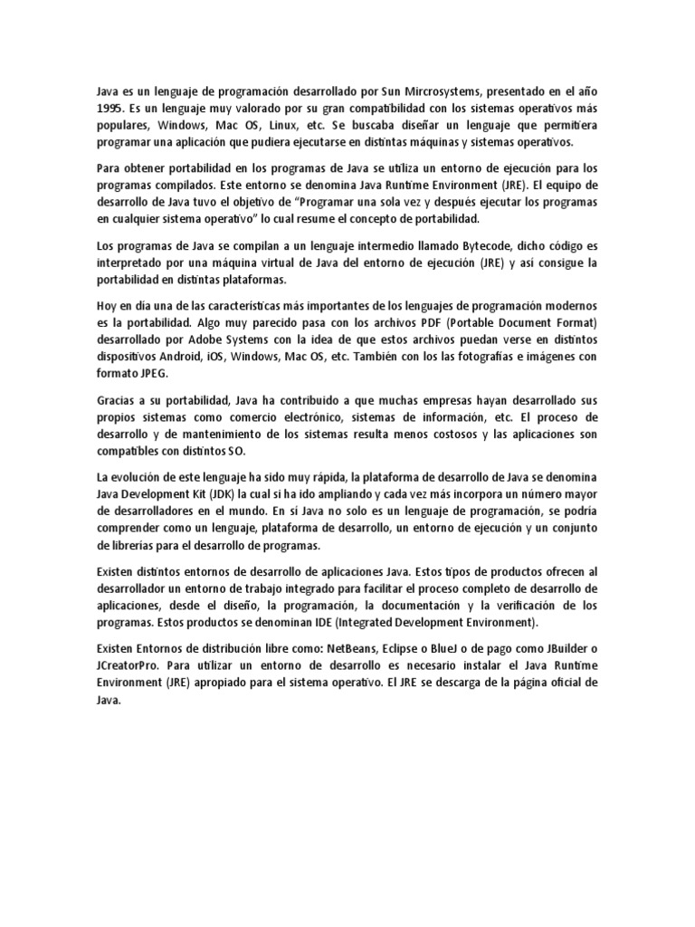 Ensayo Fundamentos de Java | PDF | Entorno de desarrollo integrado | Java (lenguaje de programación)