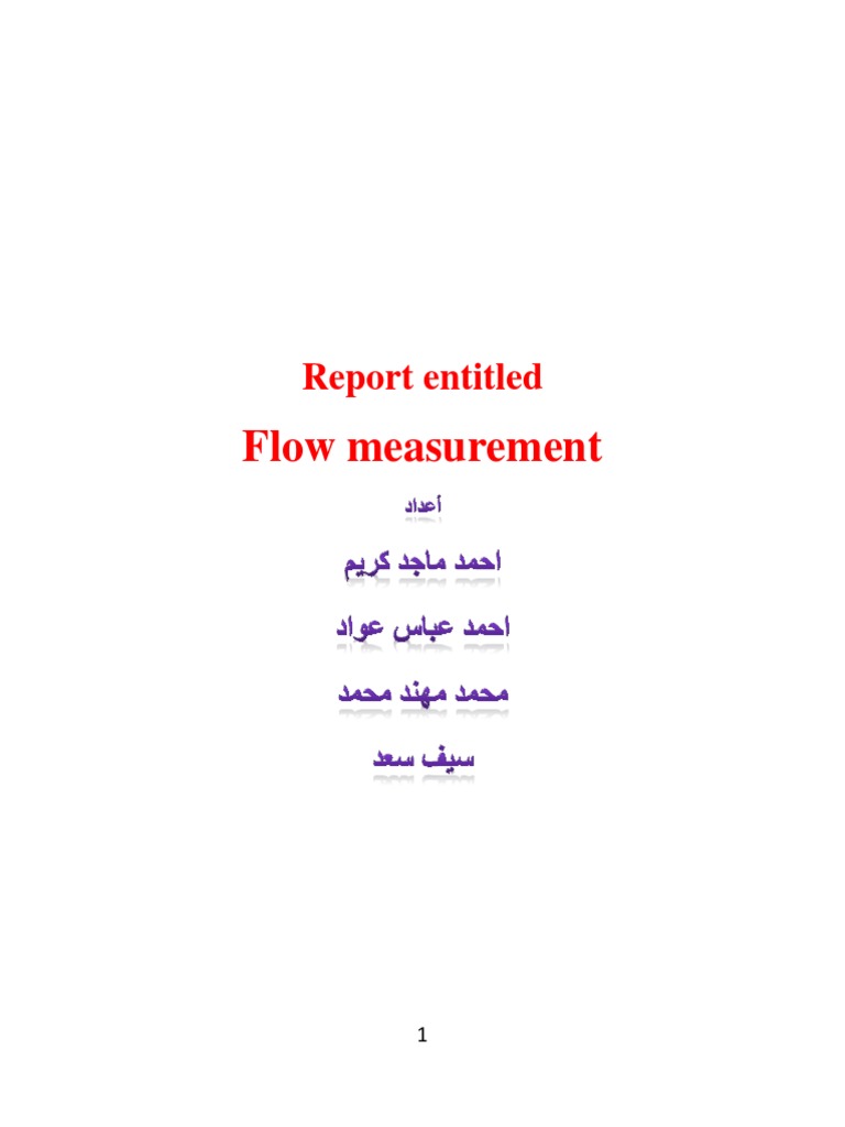 Flow Measurement: Report Entitled | PDF | Flow Measurement | Fluid Dynamics