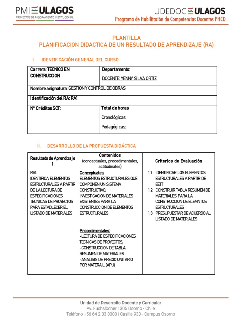 Plantilla Planificacion de RA PDF | PDF | Teoría de la educación ...