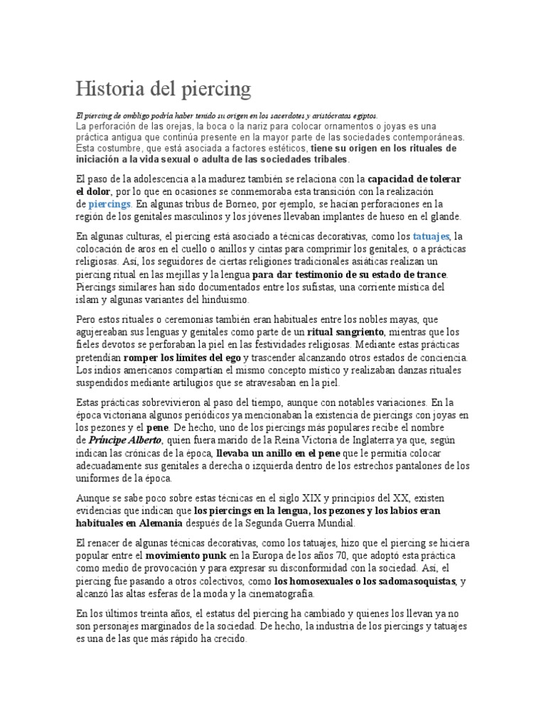 Orígenes y evolución del piercing | PDF | Tatuaje