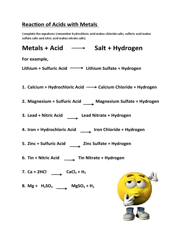 Metal-Acid Reactions Explained | PDF | Science & Mathematics