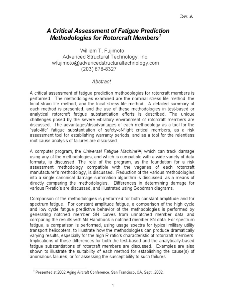 Fatigue Prediction Methodologies | PDF | Deformation (Engineering ...