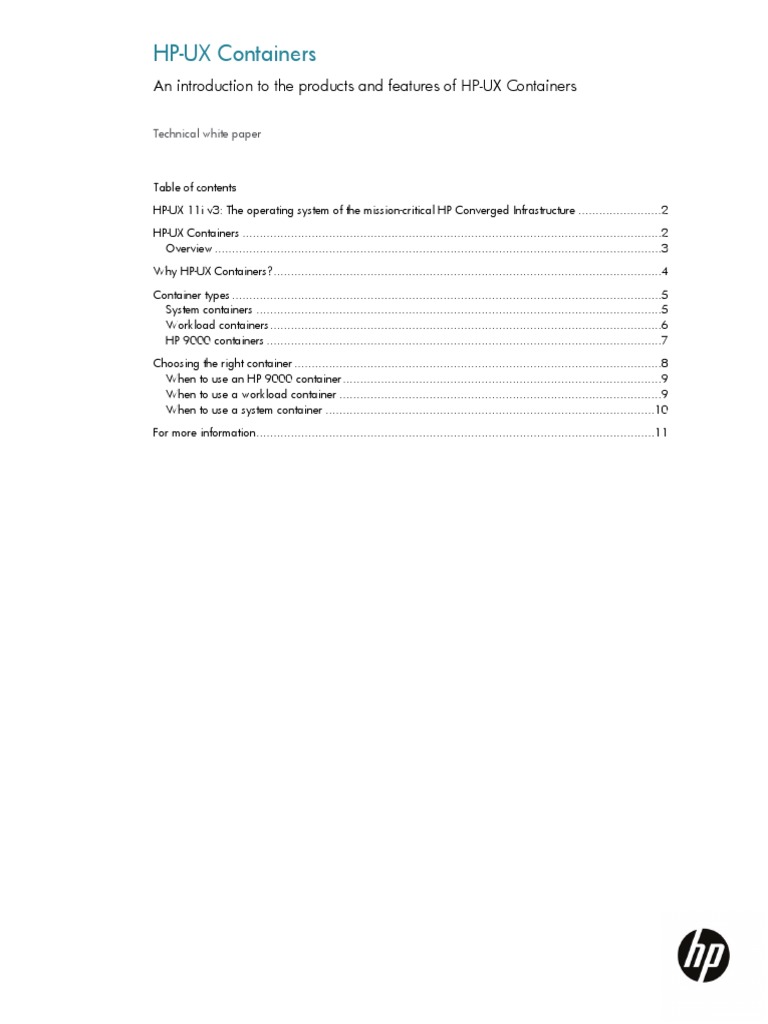 HP-UX Containers - An Introduction To The Products and Features of HP-UX Containers PDF | PDF ...