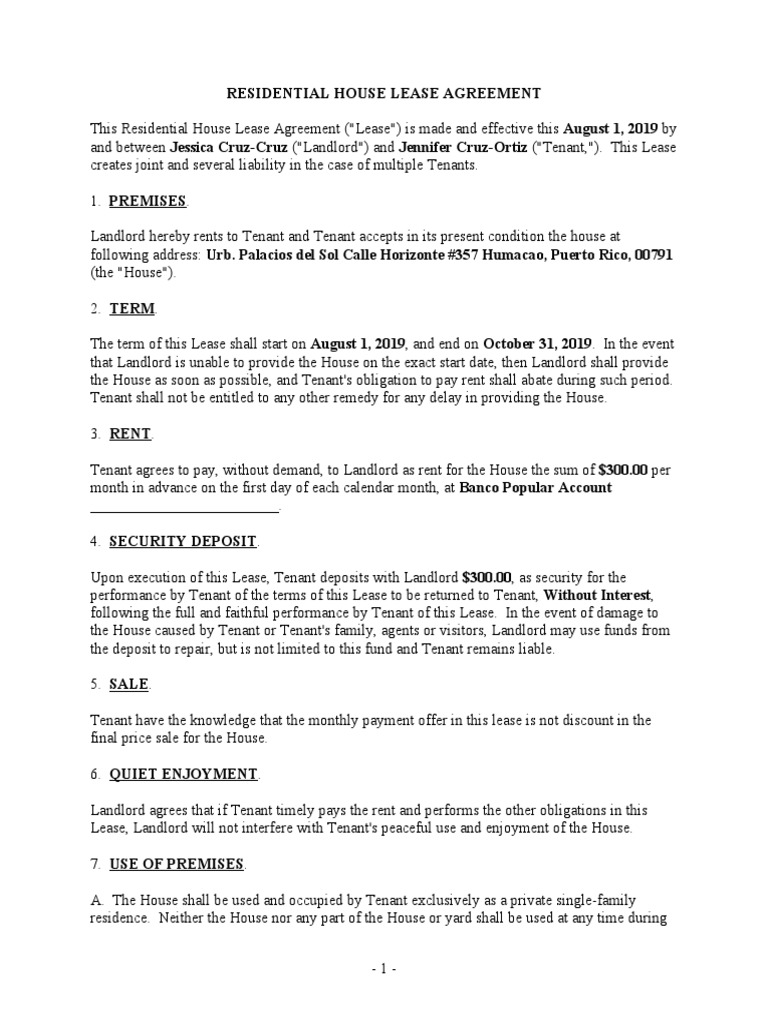 House Lease Agreement Template | PDF | Lease | Leasehold Estate