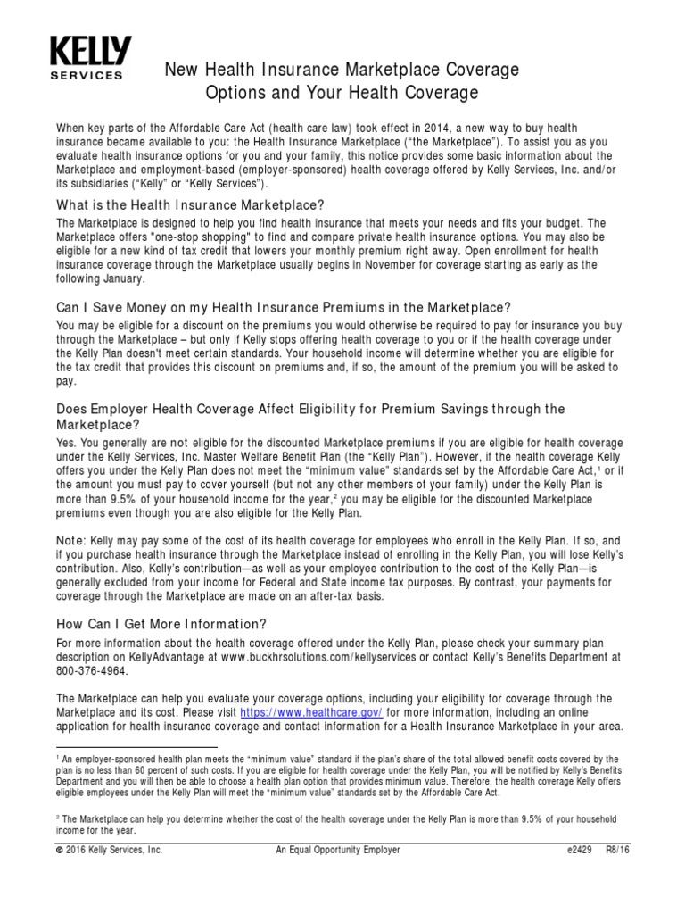 New Health Insurance Marketplace Coverage Options and Your Health ...