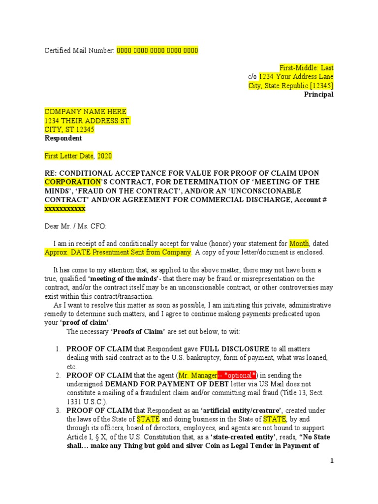 Conditional Acceptance For Value | PDF | Uniform Commercial Code ...