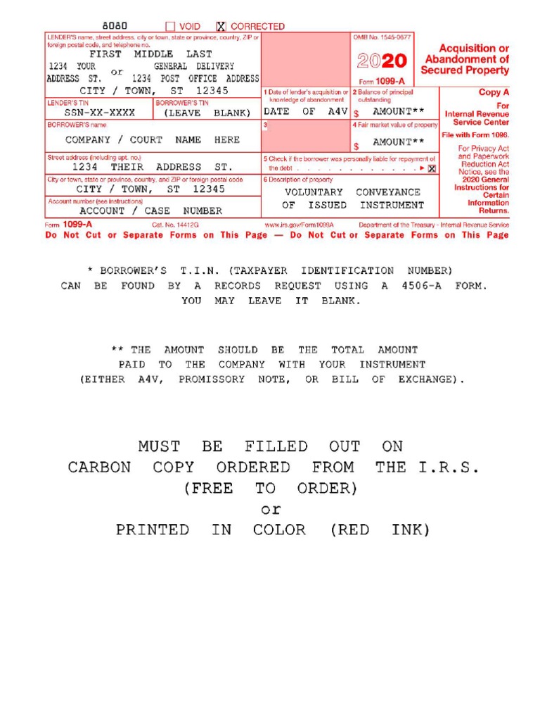 Form 1099-A Template | PDF