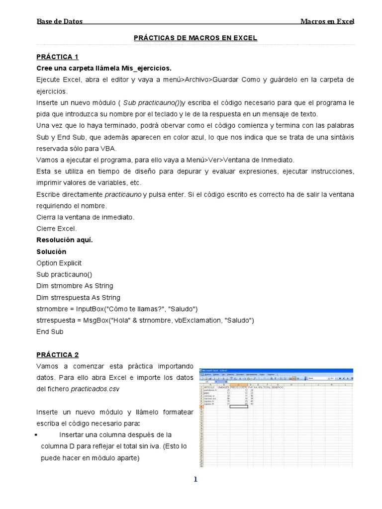 Ejercicios de Macros | PDF | Macro (informática) | Microsoft Excel
