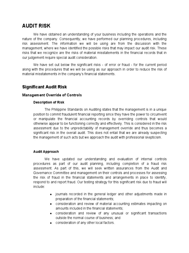 Audit Risk | PDF | Audit | Risk