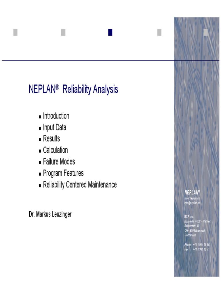 Neplan Reliability Analysis | PDF | Reliability Engineering | Electric Power
