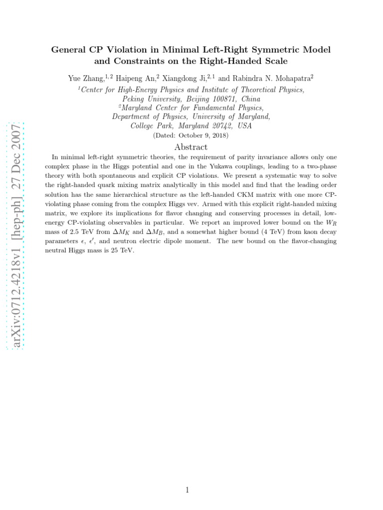 General CP Violation in Minimal Left-Right Symmetric Model and Constraints On The Right-Handed ...