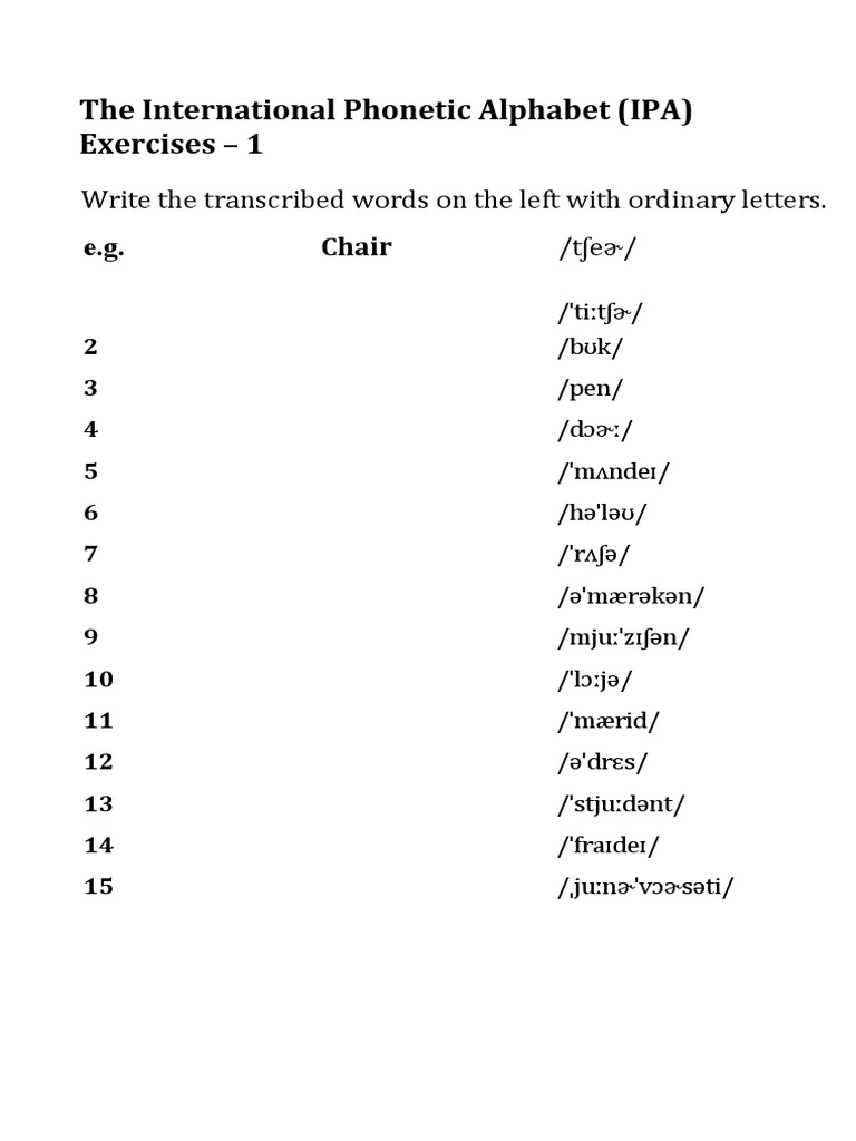 Ipa - Exercises - 1-1 | PDF