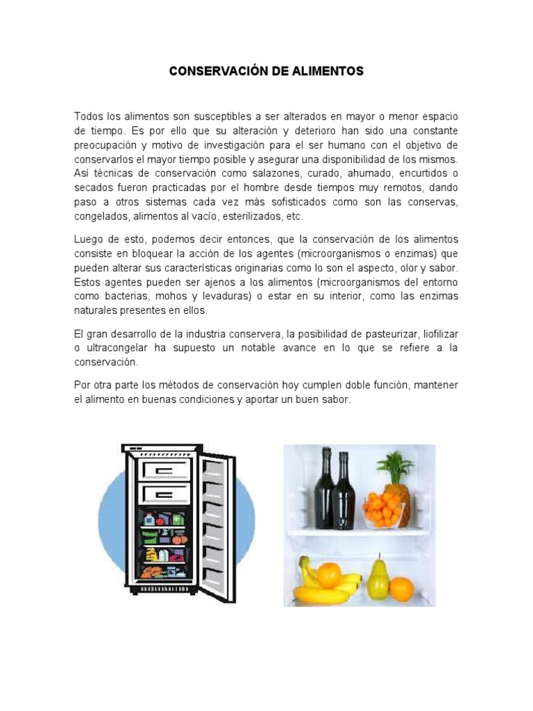 Conservacion de Alimentos | PDF | Conservación de los alimentos | Alimentos