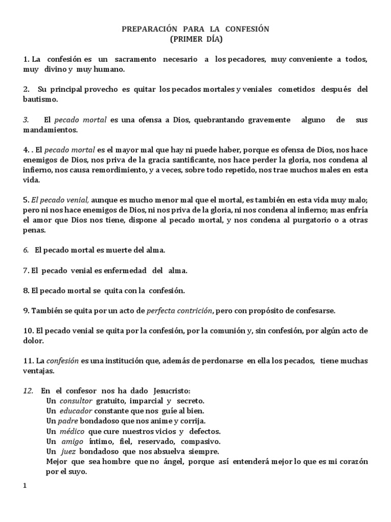 Preparación para La Confesión y Examen de Conciencia | PDF | Pecado | Comportamiento cristiano y ...