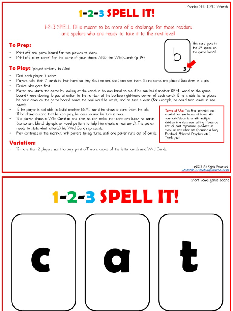 1 2 3 Spell It CVC PDF | PDF | Consonant | Phonics