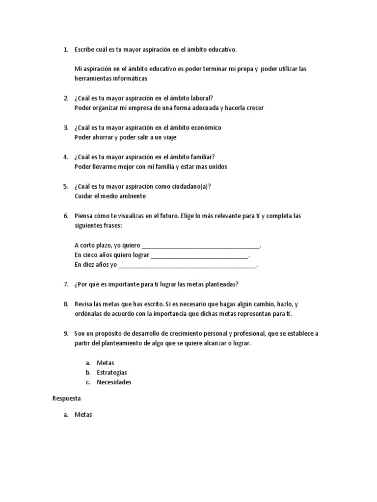 Actividad Formativa 1. Metas y Propositos | PDF