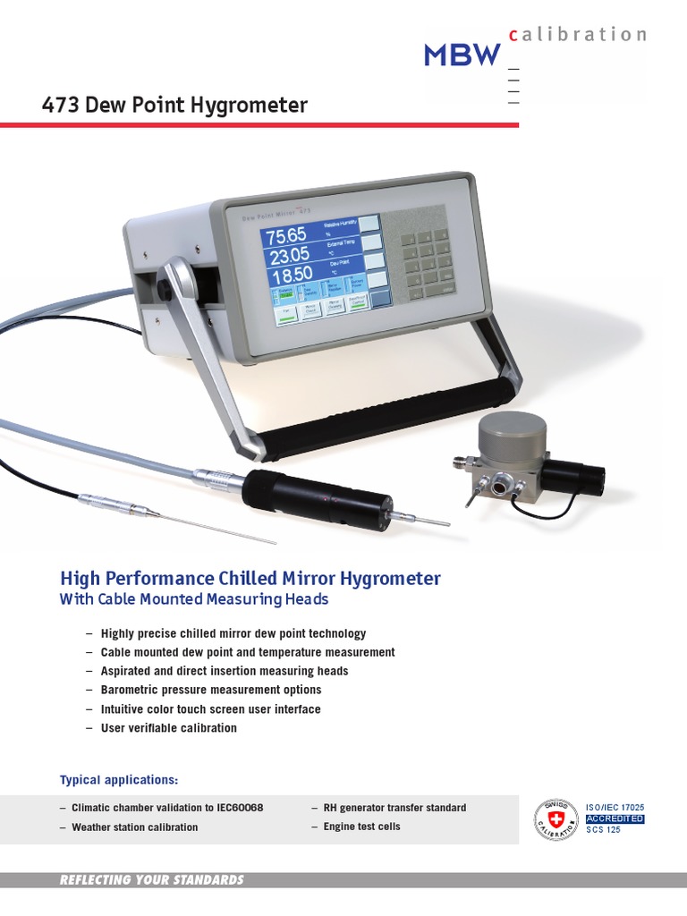 Manual MBW - 473 - Datasheet - en Dew Point | PDF | Humidity | Calibration