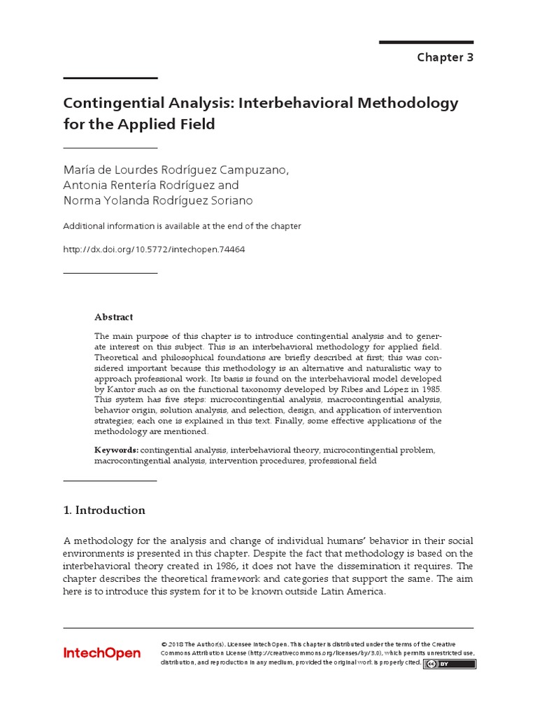 Contingential Analysis: Interbehavioral Methodology For The Applied ...