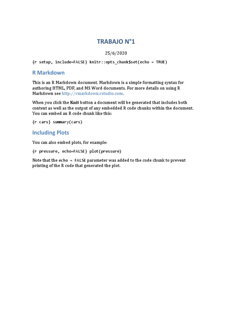 An Introduction to R Markdown: Creating Documents with Embedded R Code and Plots | PDF