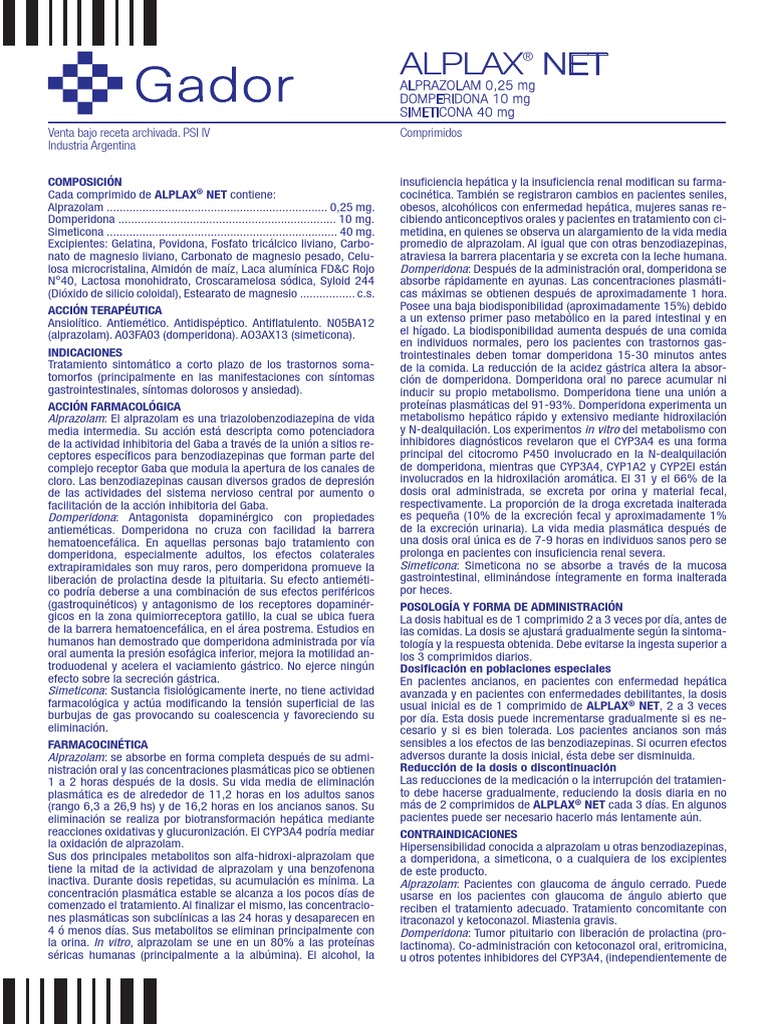 Alplax Net G00073201 07 | PDF | Tratamientos médicos | Medicina CLINICA