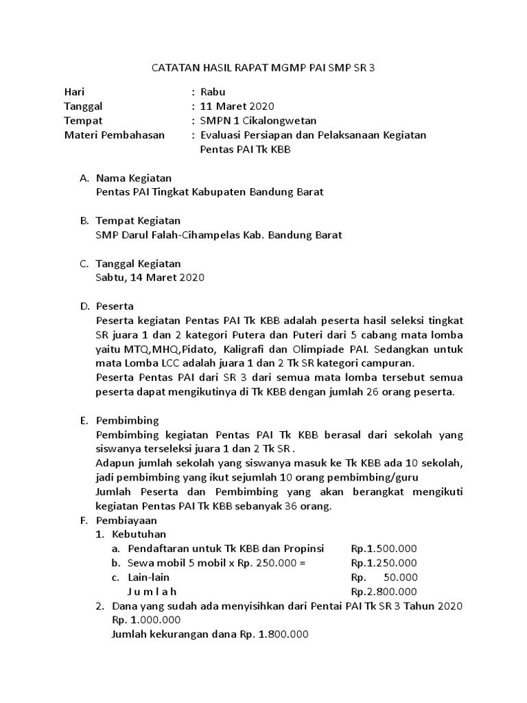 Hasil Rapat MGMP PAI | PDF