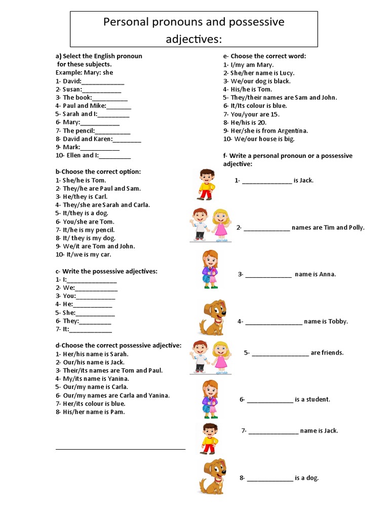 Personal Pronouns and Possessive Adjectives | PDF