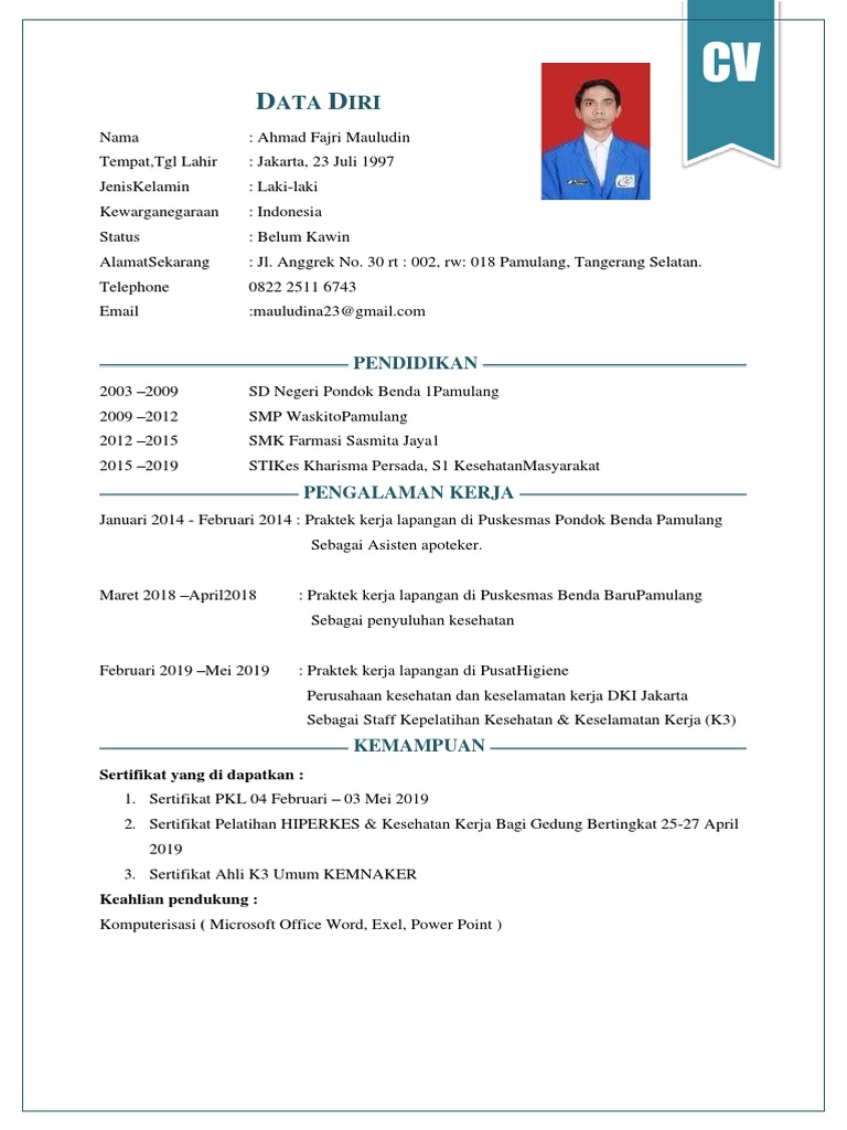 CV Ahmad Fajri Fix | PDF
