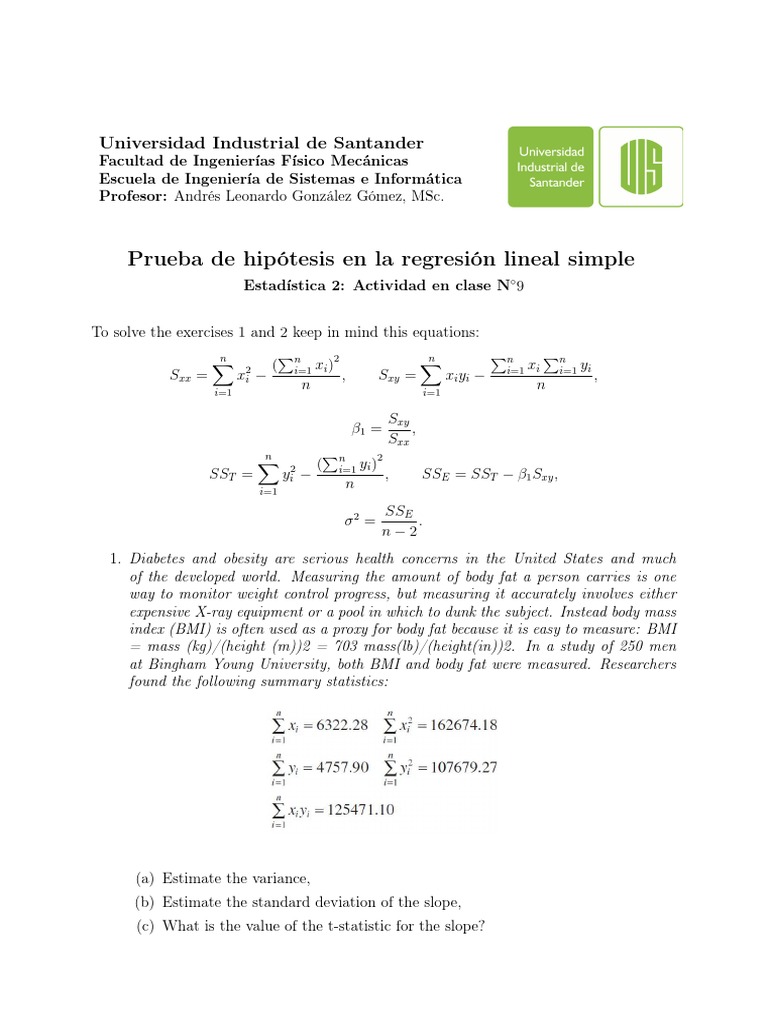 ActividadClase9 | PDF | P Value | Regression Analysis