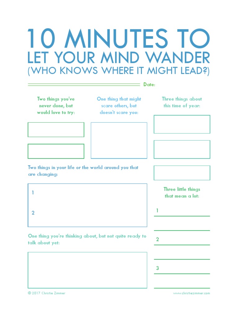 10 Minutes To Let Your Mind Wander Printable Journal Page by Christie ...