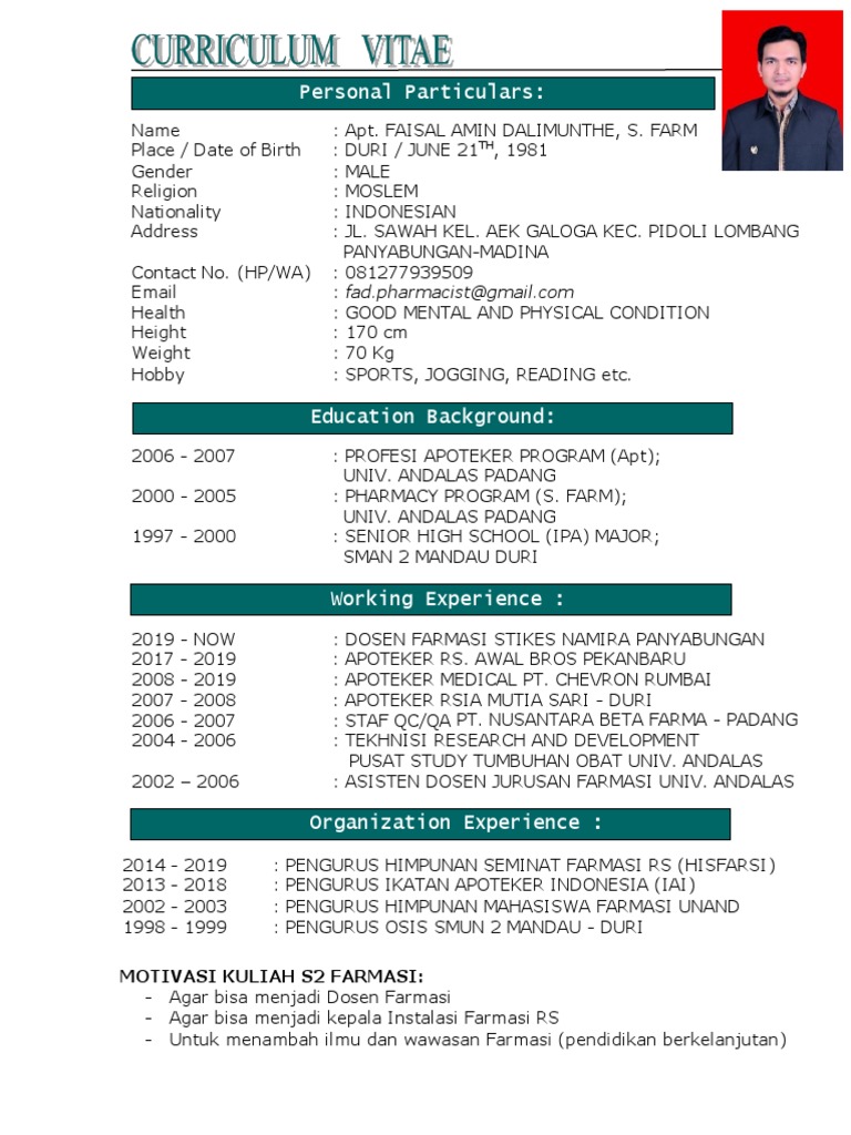 CV - Faisal Amin Dalimunthe | PDF